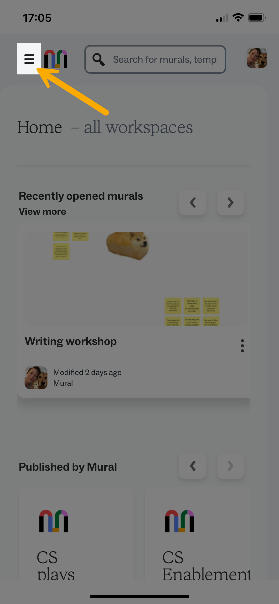 Mural dashboard on mobile devices